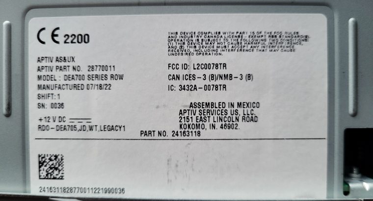 Aptiv 28770011 John Deere RE596823 Legacy Radio DEA700 Series AM FM WX ...